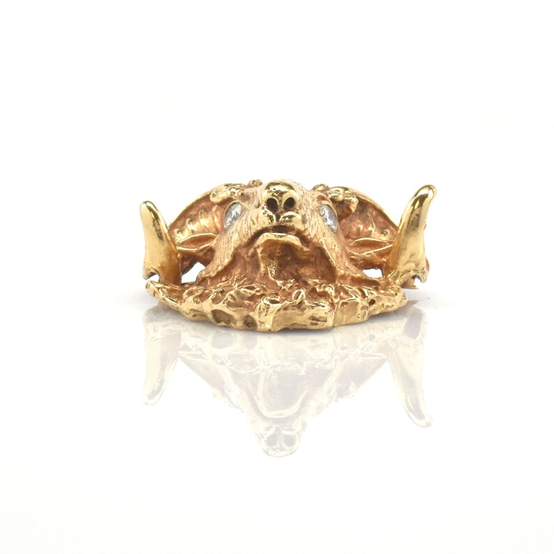 Estate Ram Pendant Vintage 14K Solid Yellow Gold Natural Diamonds ...