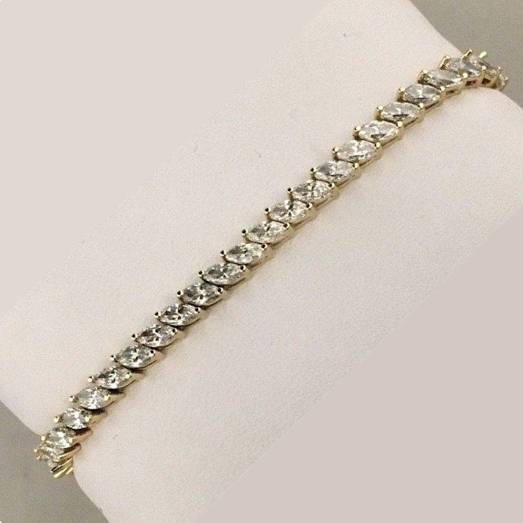 Reserved For Twyla 14k Yellow Gold Diamonique Tennis Bracelet Cubic