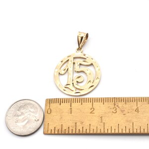 Estate Gold Pendant Vintage 14K Solid Yellow Gold Number 15 Quinceañera ...