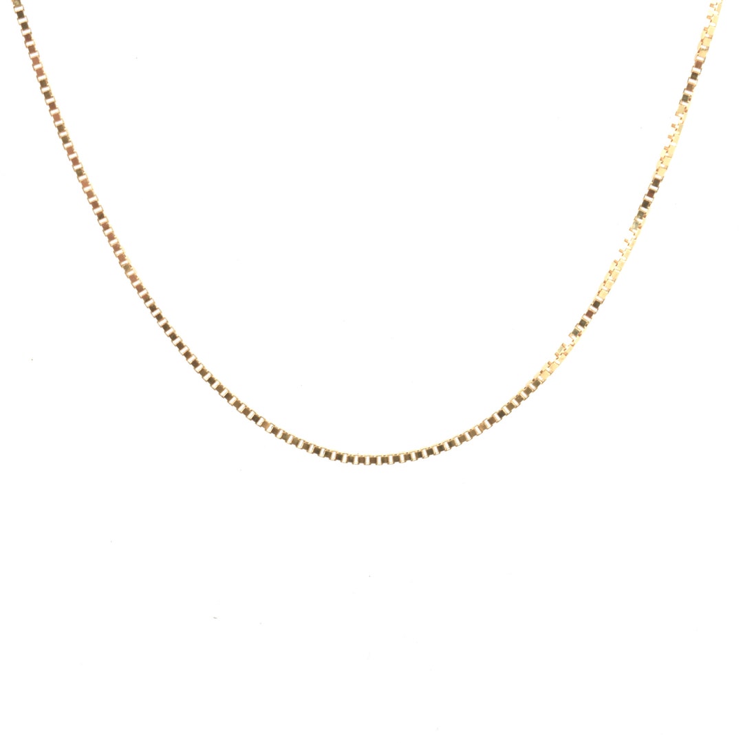 Estate Gold Necklace Vintage 14K Solid Yellow Gold Box Chain 18 Inches ...