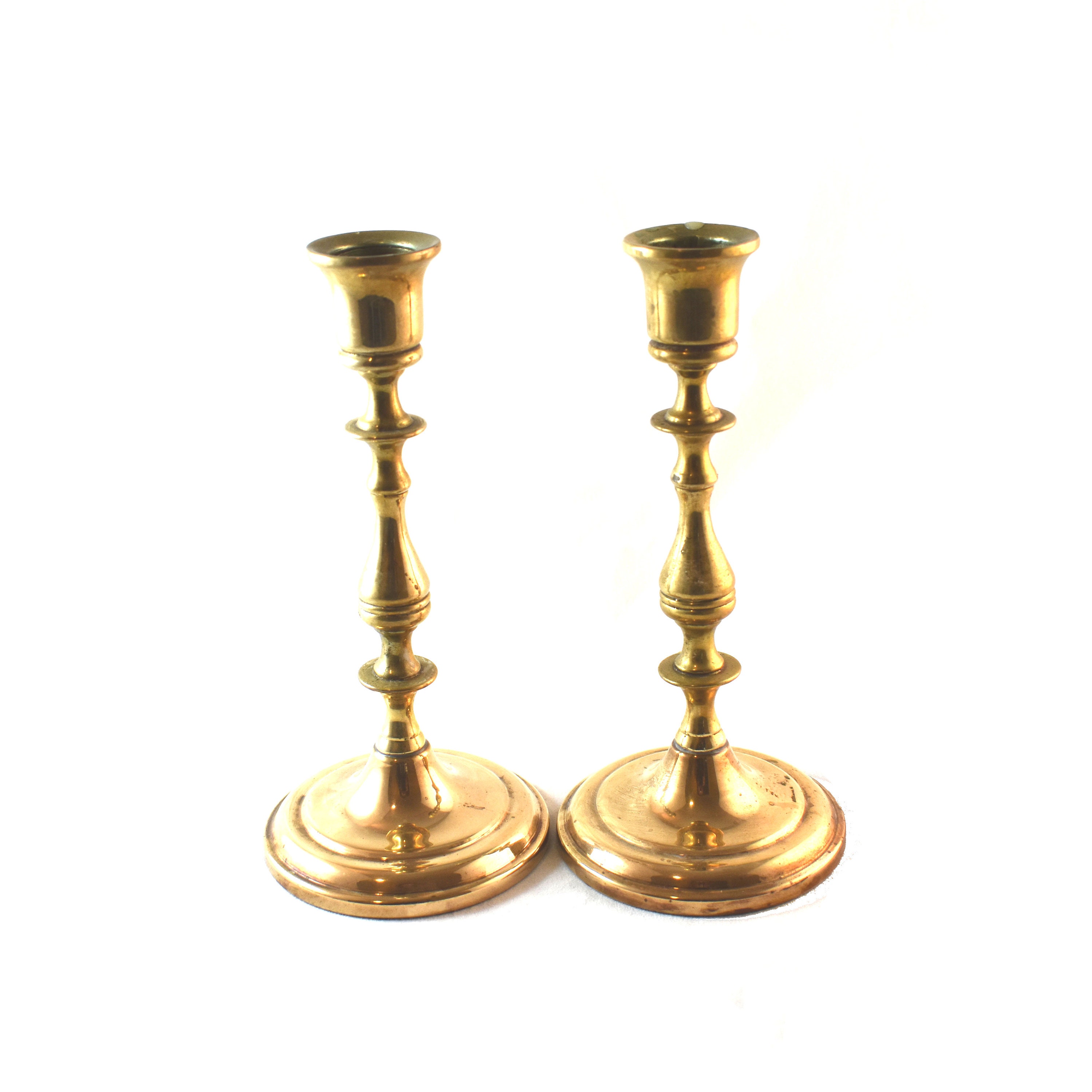 Estate Brass Candlesticks Vintage Pair Boardman Candleholders 7207 ...