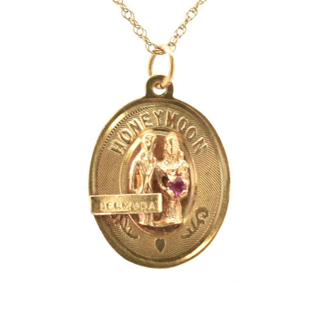 Estate Gold Charm Vintage 14K Solid Yellow Gold Honeymoon Bermuda ...