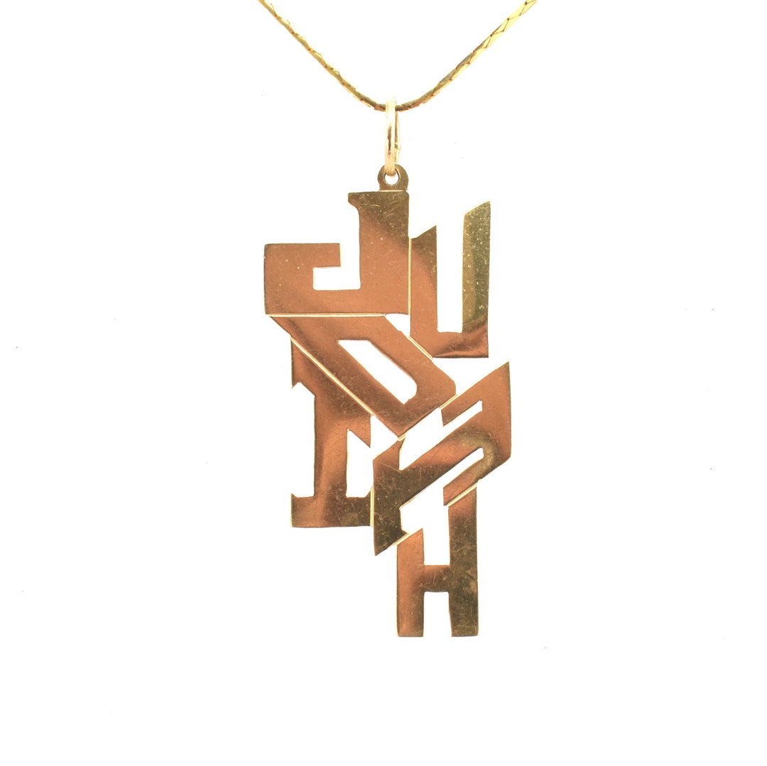 Estate JUDITH Charm Vintage 14K Solid Yellow Gold Name Pendant Holiday ...