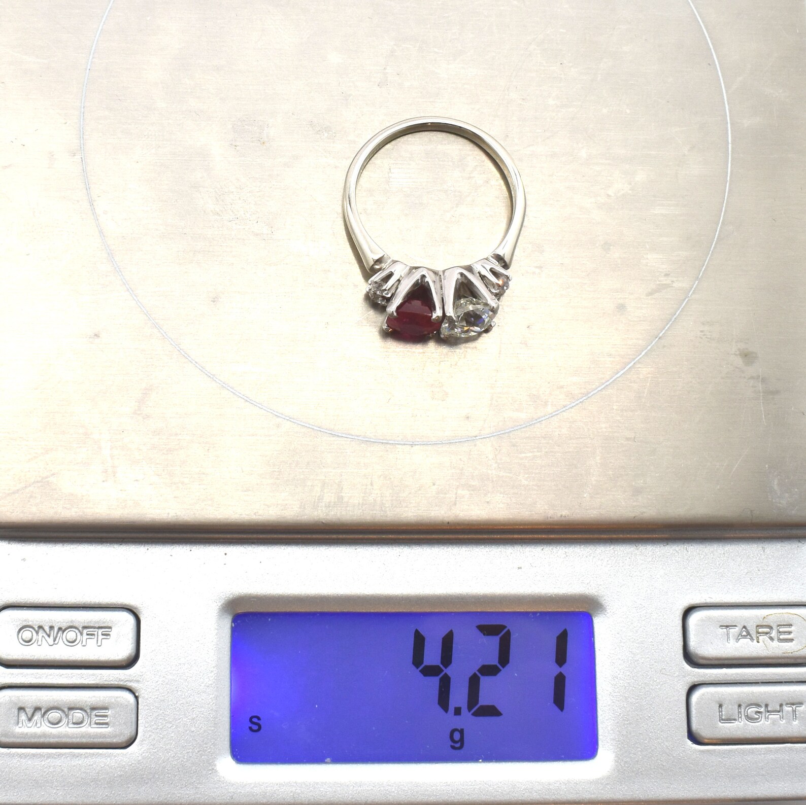 Estate Diamond Ruby Ring Vintage 14K Solid White Gold Natural - Etsy