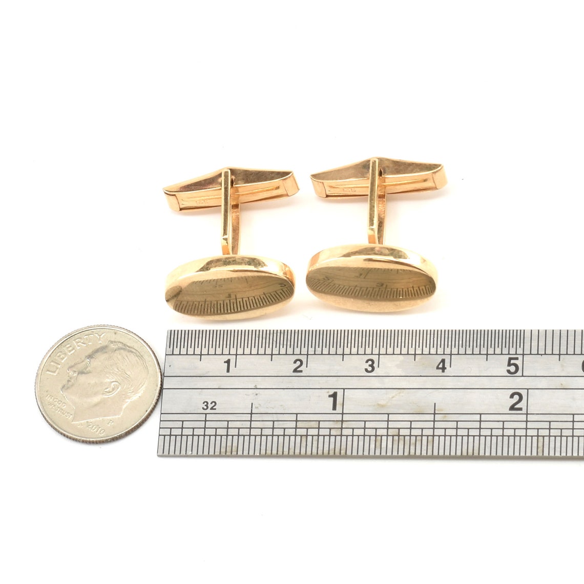 Estate Gold Cufflinks Vintage 14K Solid Yellow Gold Oval - Etsy