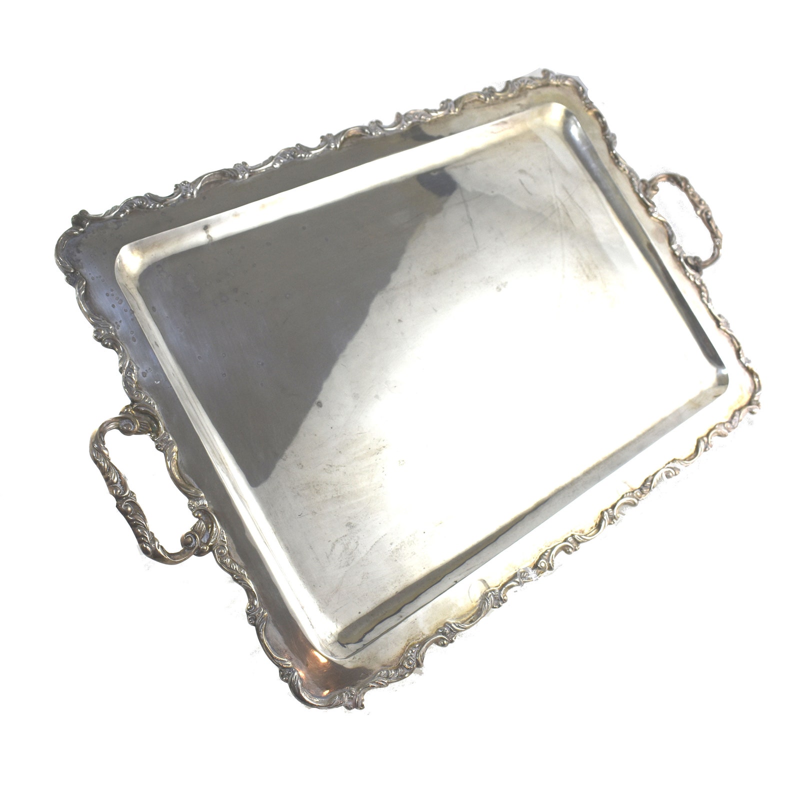Estate Silver Tray Vintage 925 Solid Sterling Silver Rectangular Two ...