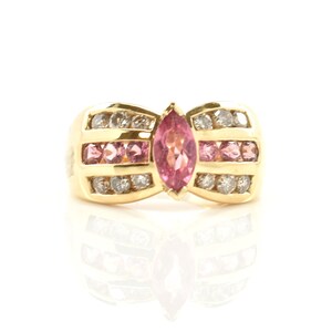 Estate Gemstone Ring Vintage 14K Solid Yellow Gold Natural Diamonds ...