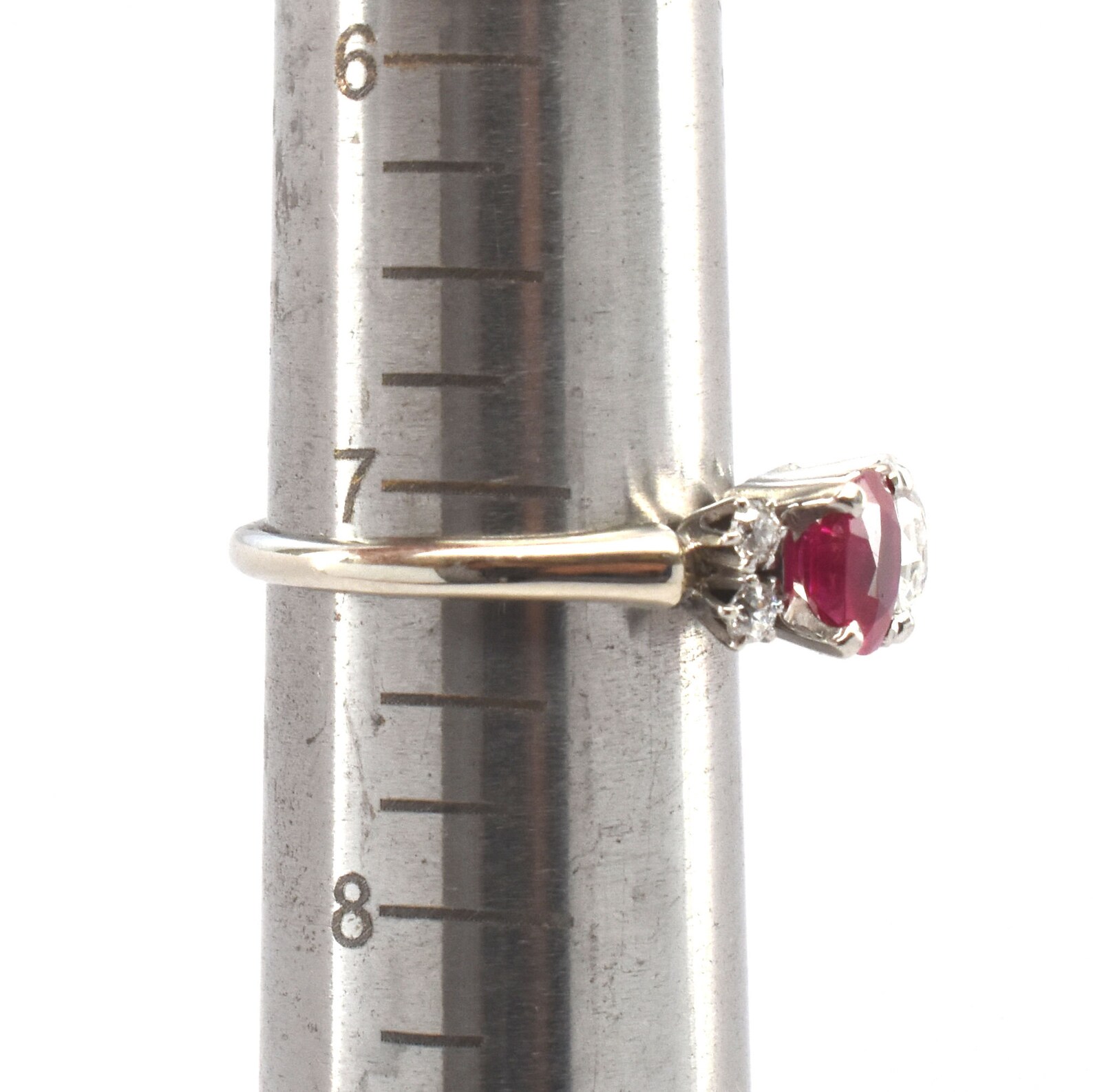 Estate Diamond Ruby Ring Vintage 14K Solid White Gold Natural - Etsy