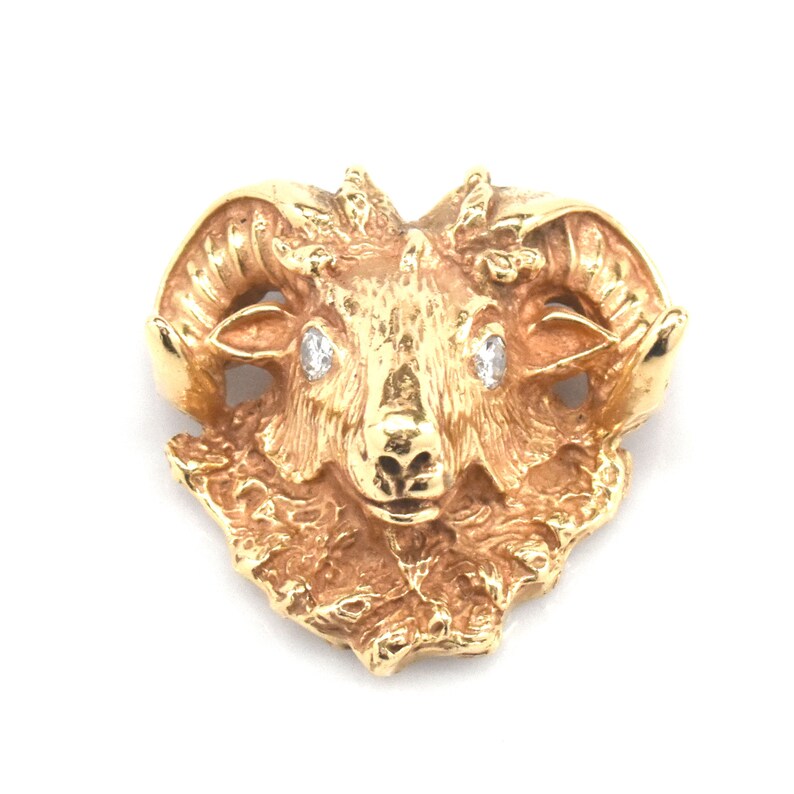 Estate Ram Pendant Vintage 14K Solid Yellow Gold Natural | Etsy