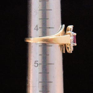 Estate 10K Yellow Gold Marquise Cut Ruby and Diamonds Ring .39 Carats ...