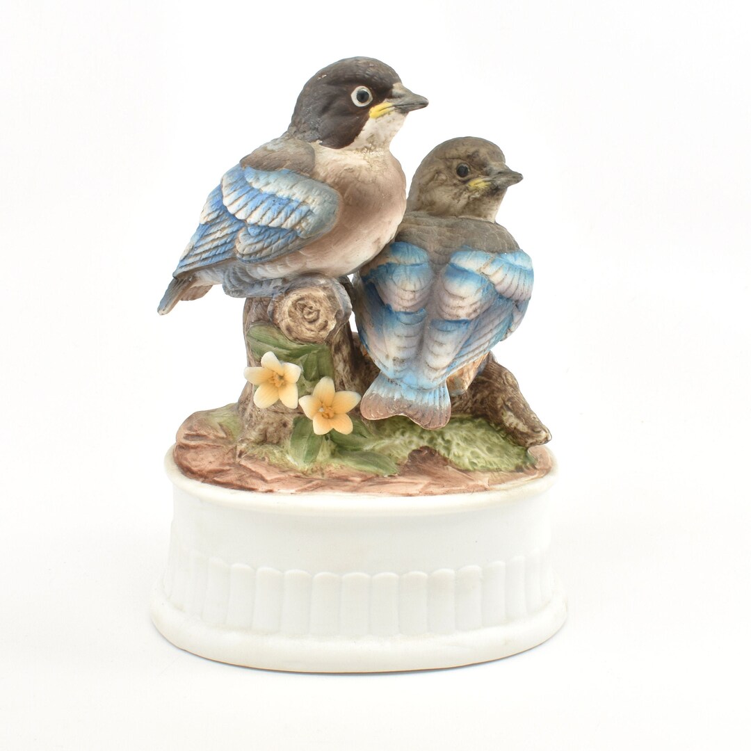 Estate Bluebirds Figurine Vintage Lefton Hand Painted Baby Bluebirds ...
