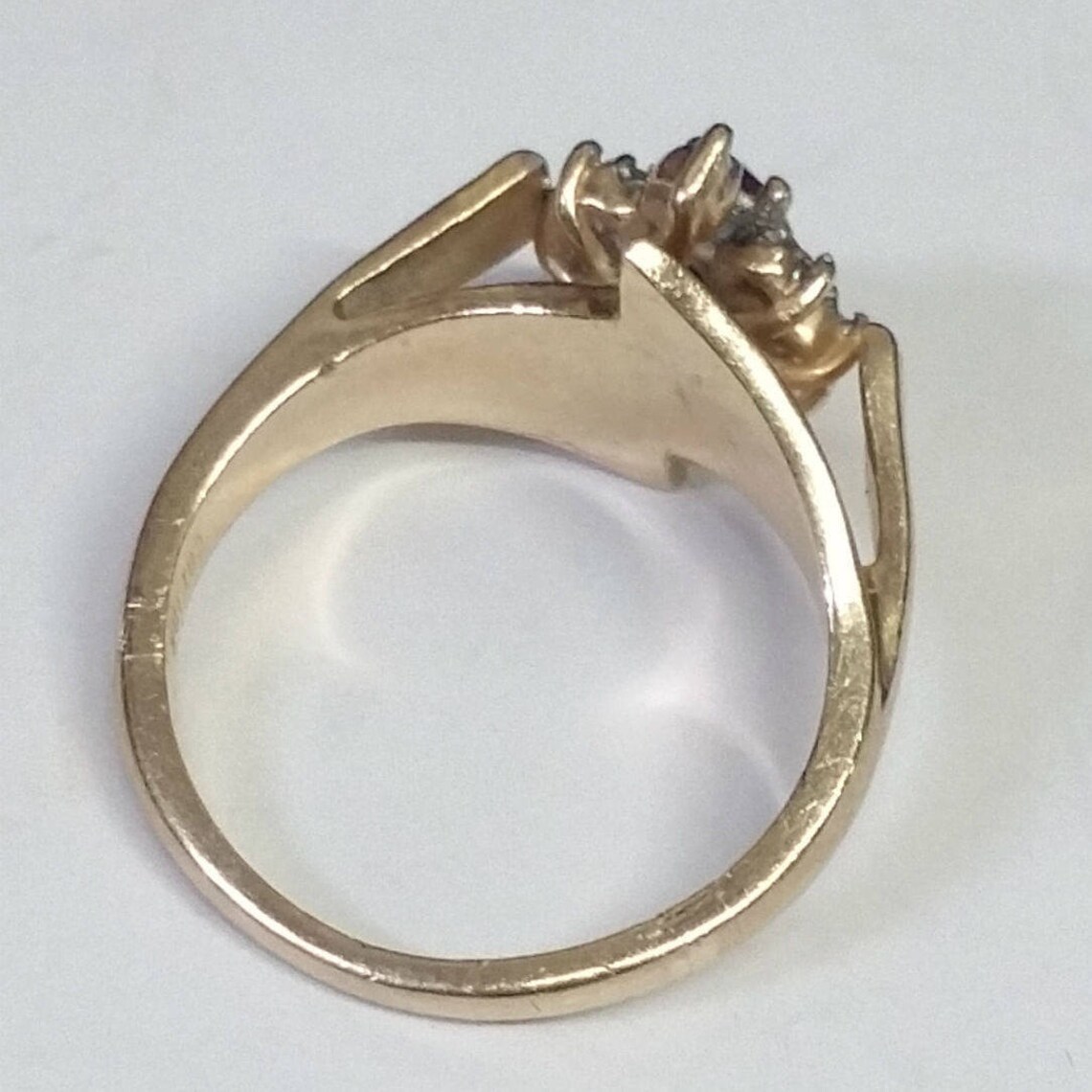 Estate 10K Yellow Gold Marquise Cut Ruby and Diamonds Ring .39 - Etsy