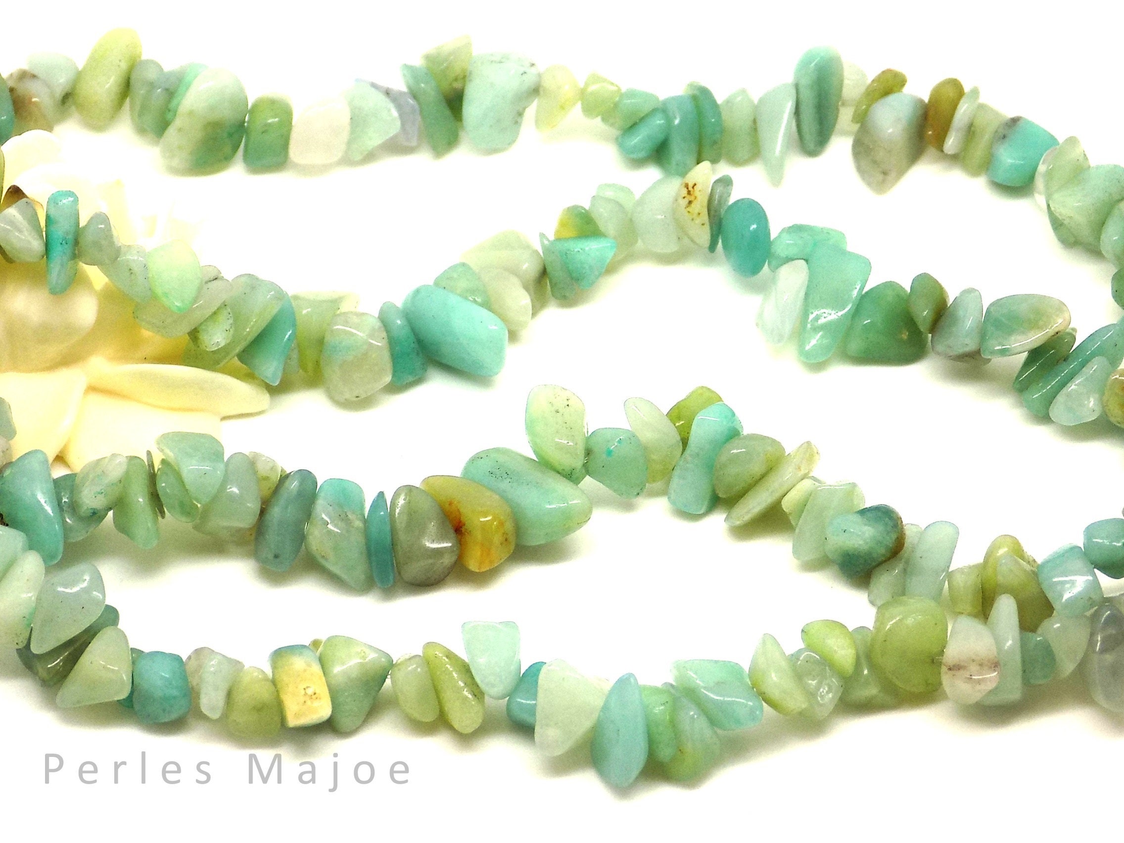 Neto de perlas chips amazonita chips sobre 230 piezas de varias ...