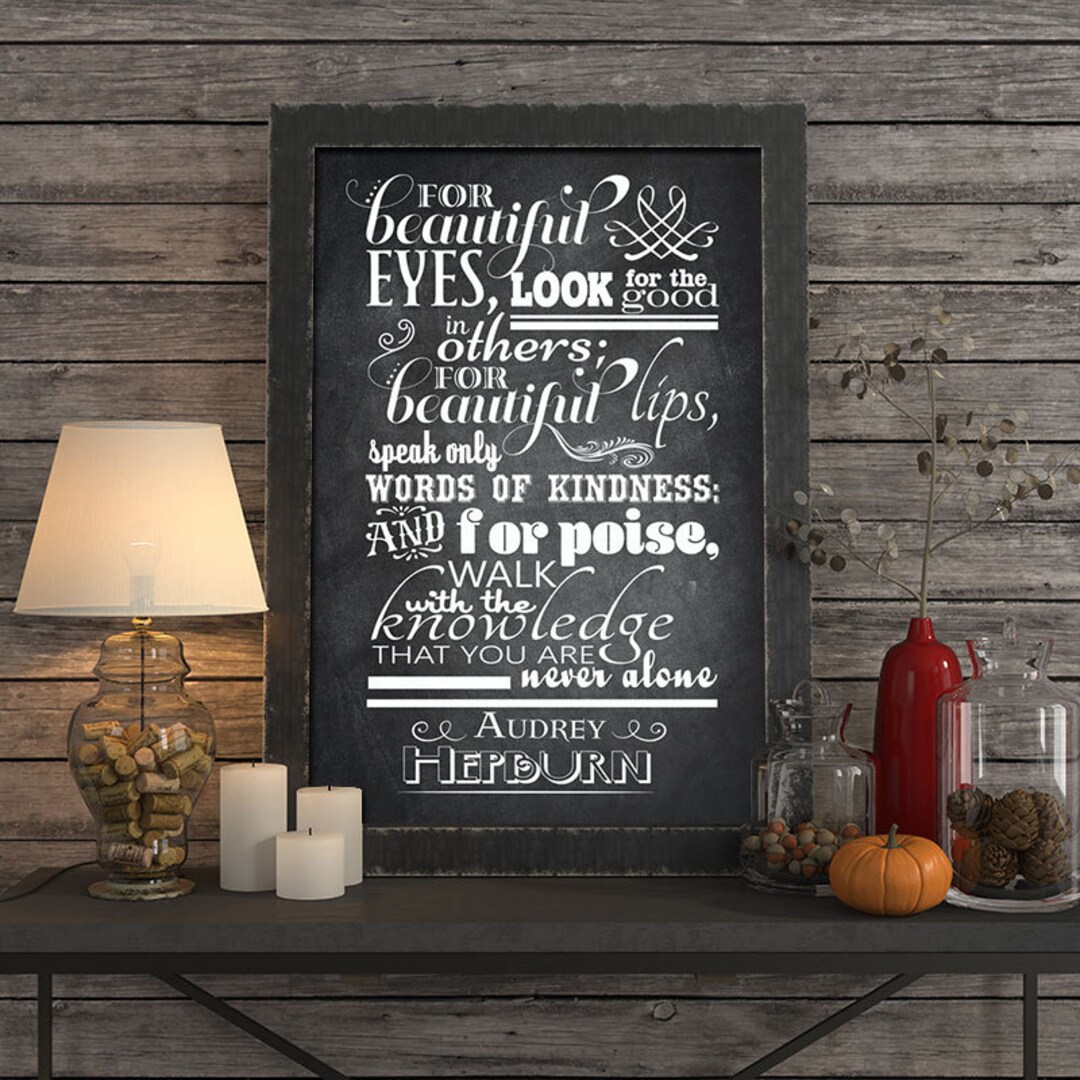 Printable Audrey Hepburn Quote Chalkboard Art | for Beautiful Eyes ...