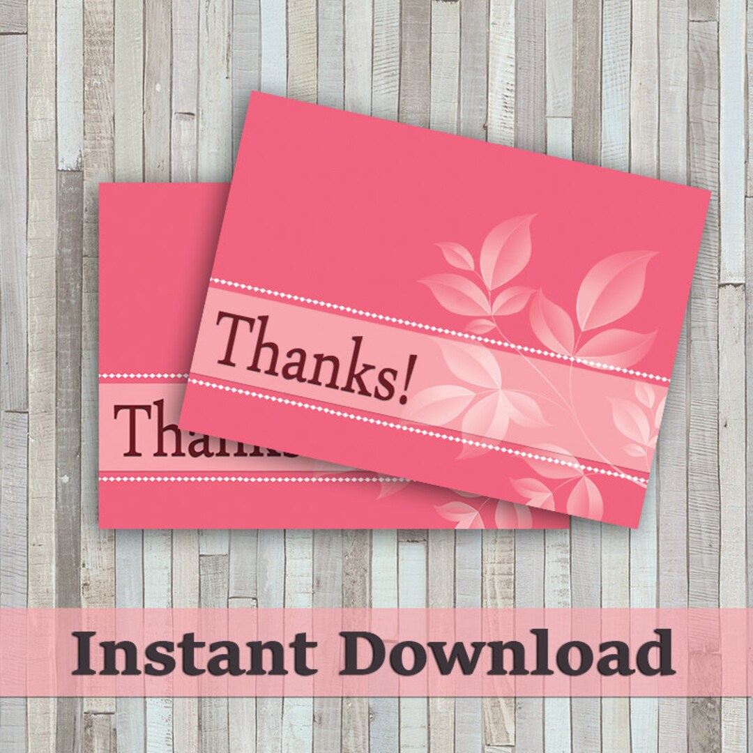 Fleur De Lis Thank You Card - Coral Pink Printable Note Card - Instant ...