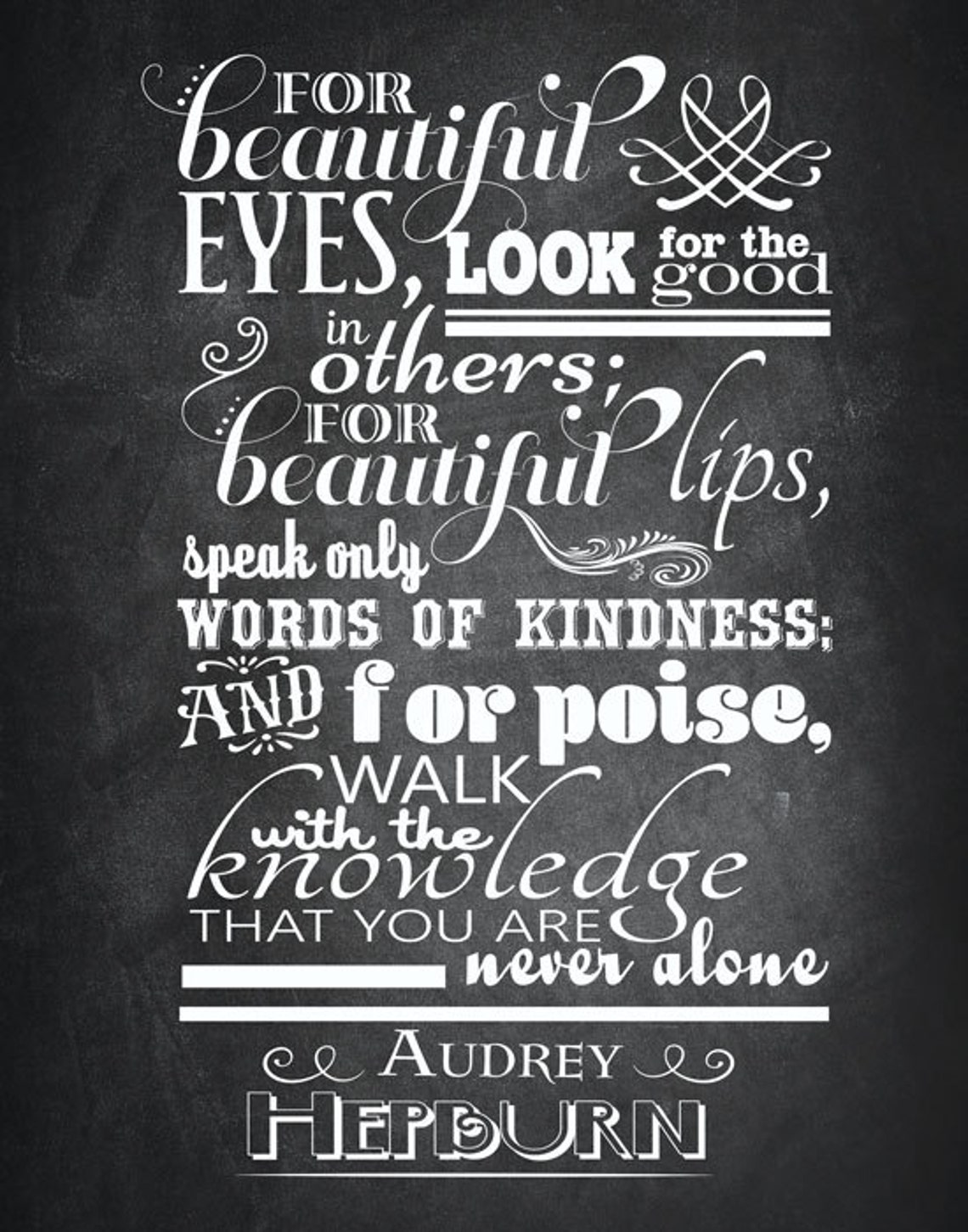 Printable Audrey Hepburn Quote Chalkboard Art | for Beautiful Eyes ...