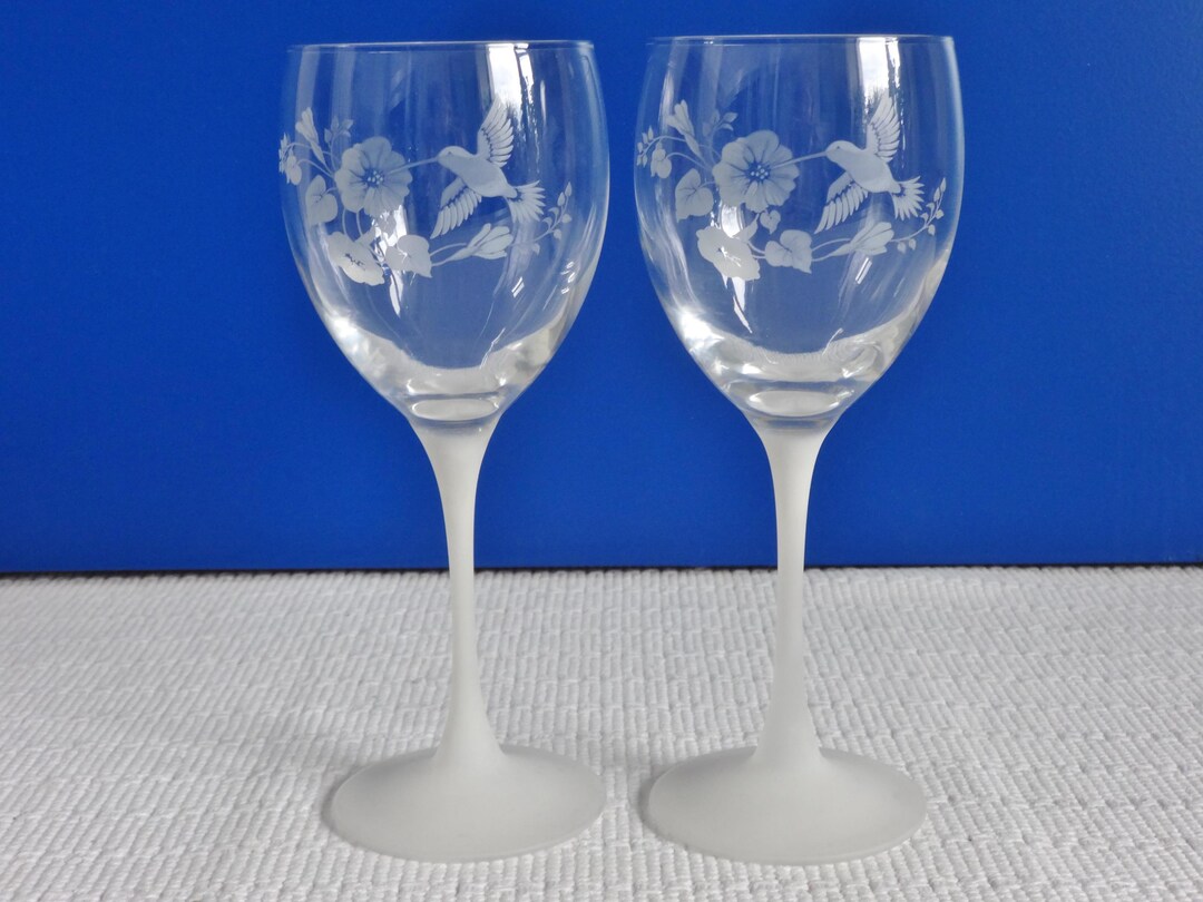 Avon Hummingbird 2 Crystal Wine Glasses - Etsy