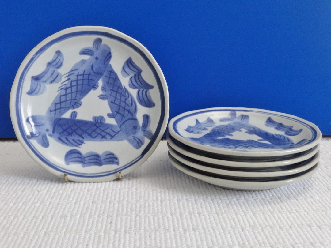 Vintage Japanese Side Plates Fish Design X 5 - Etsy