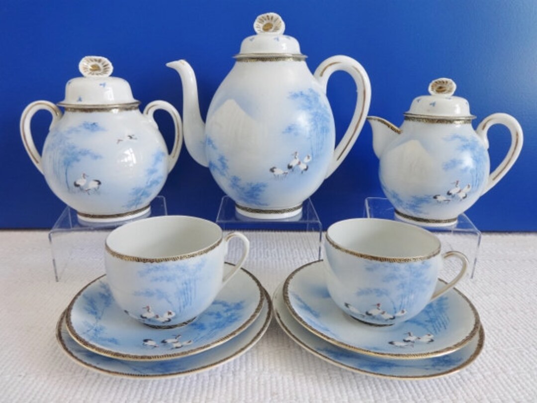 Antique Japanese / Chinese Eggshell Porcelain Tea Set Crane - Etsy