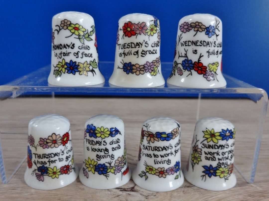 Days of the Week Child Sayings Thimble Collection Set of 7 - Etsy