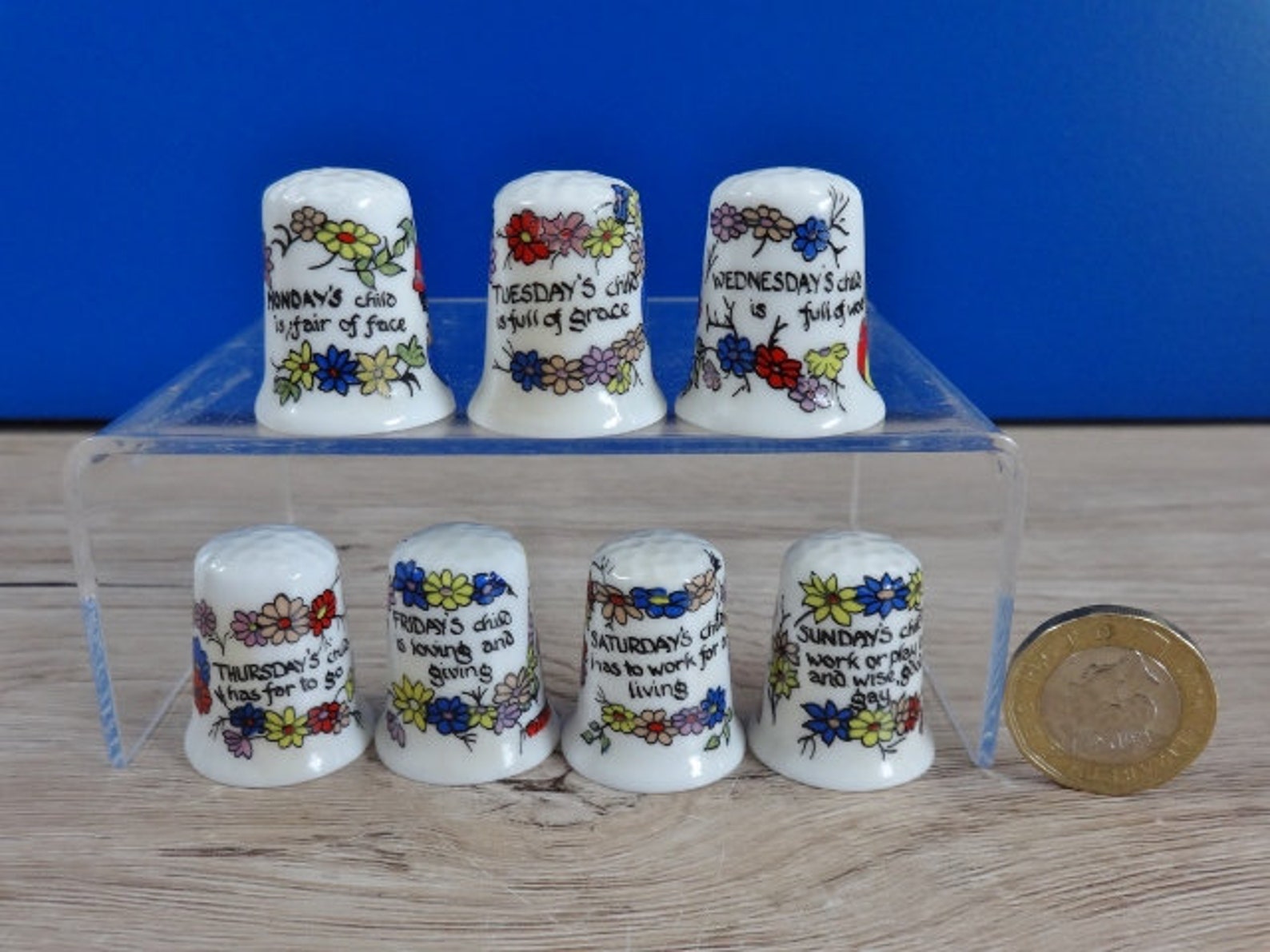 Days of the Week Child Sayings Thimble Collection Set of 7 - Etsy