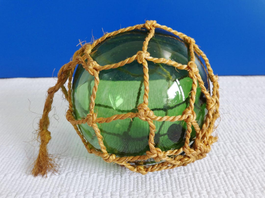 Vintage Green Glass Floating Ball in Net - Etsy