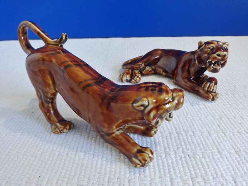 Vintage Rare 1930's Porcelain Tiger Pair in High Gloss Finish - Etsy