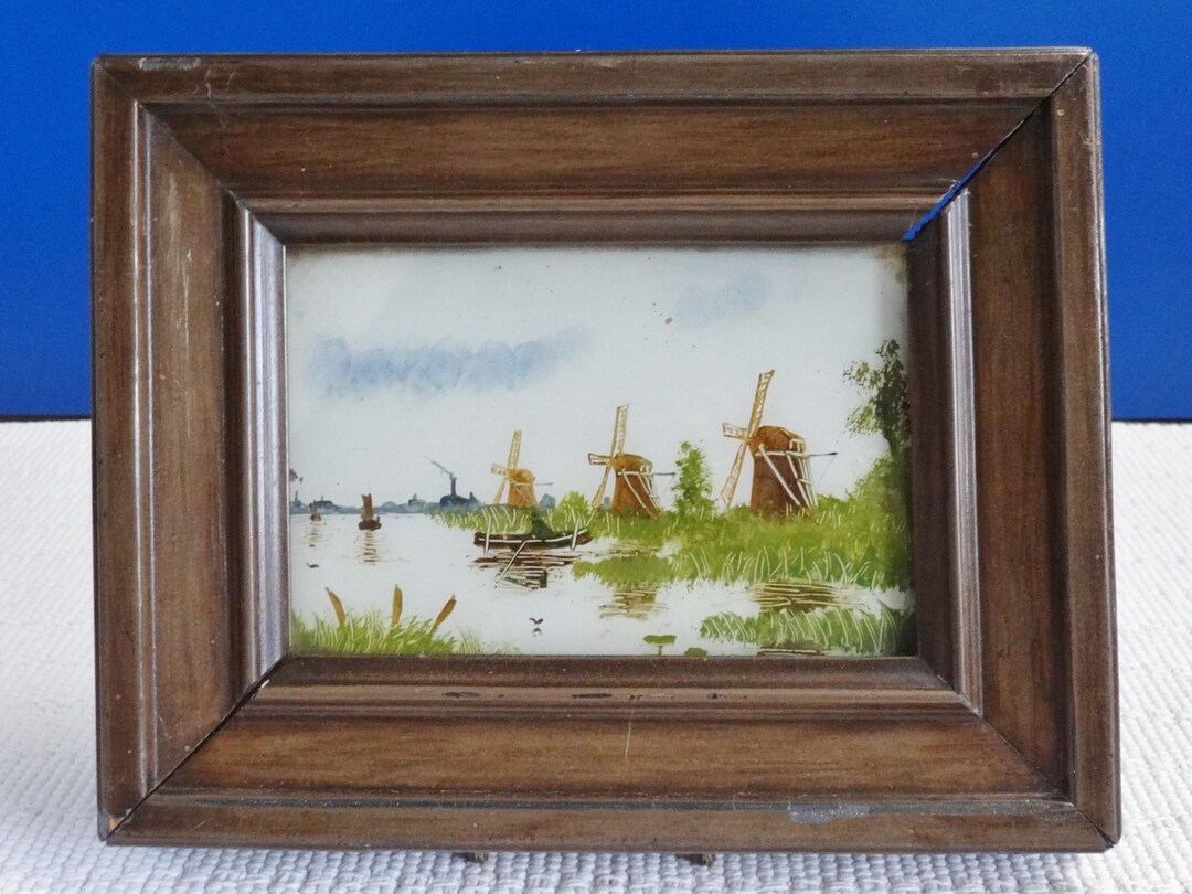 Antique Dutch Reverse Painting on Glass Windmill Scene - Etsy