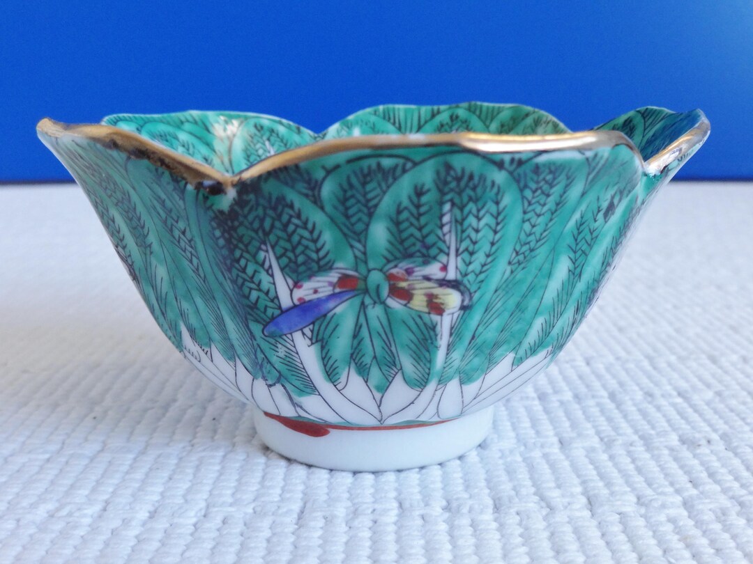 Antique Chinese Cabbage Porcelain Small Bowl With 4 Red Characters ...