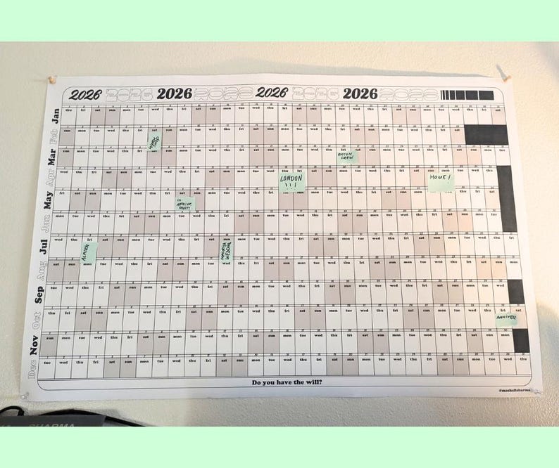 2026 Jahr auf einen Blick Kalender – 24x36 One Page Kalender ...