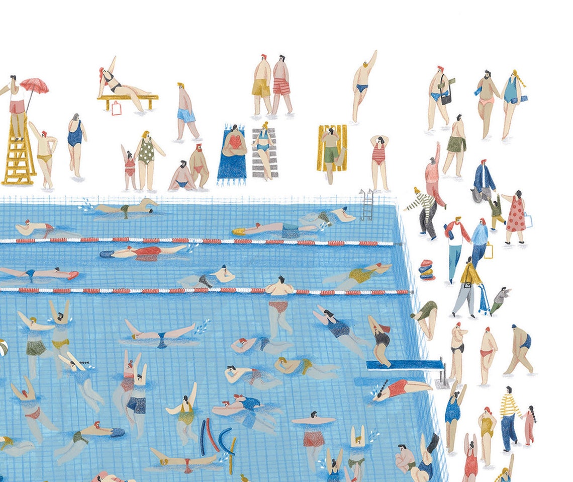 A3 Print, Art Prints, Artwork, Decor, Wall Art, Illustration, Swimming ...
