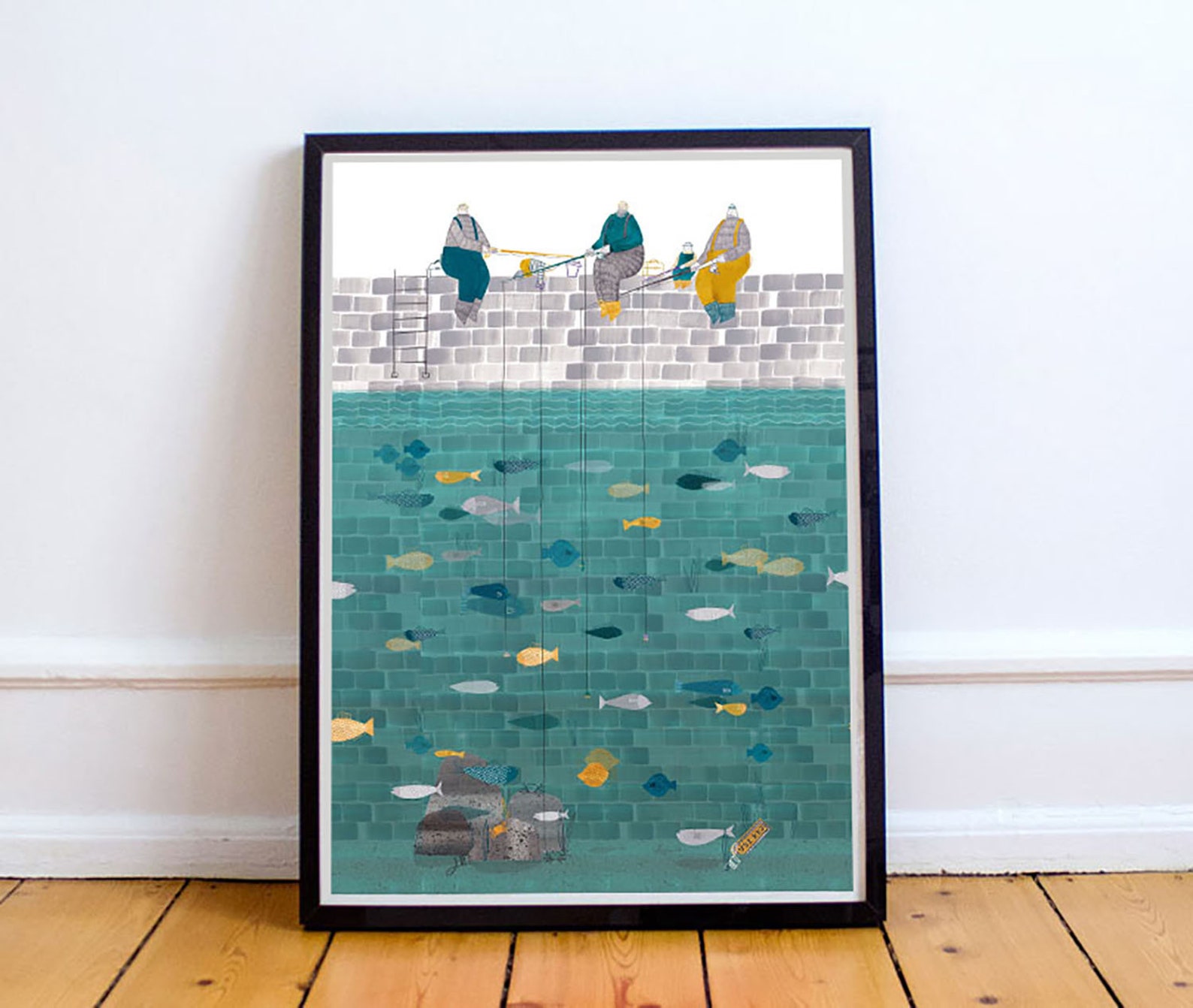 A3 Print, Art Prints, Artwork, Decor, Wall Art, Illustration, Harbour ...