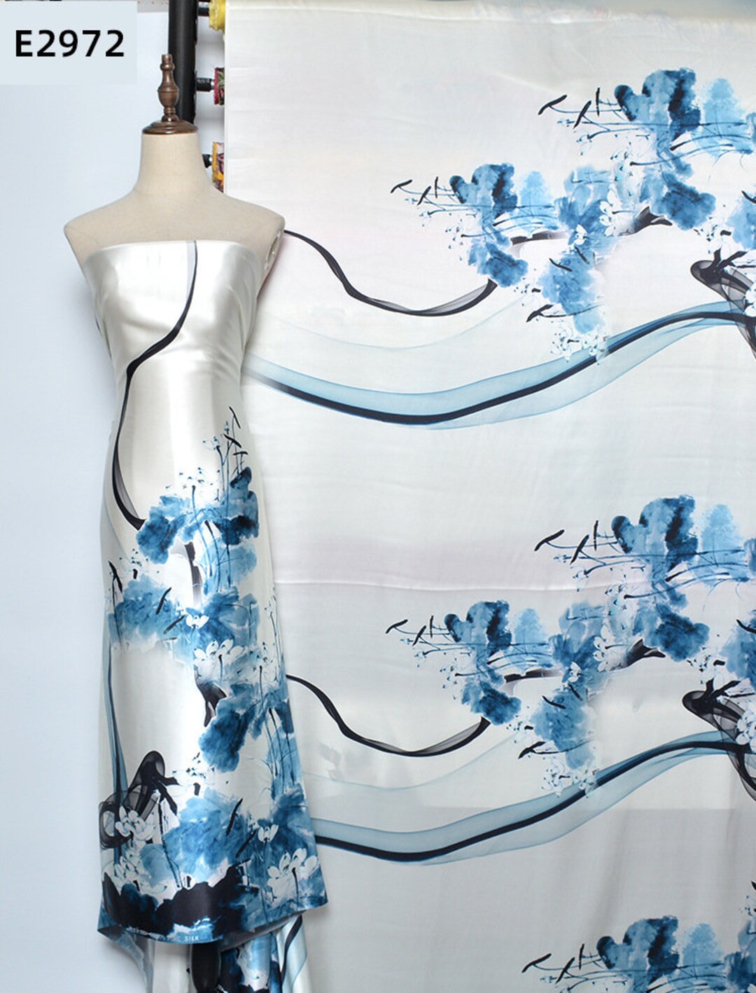 Uniquely Designed 2024ss New Print Silk Satin Fabric,lovely Abstract ...