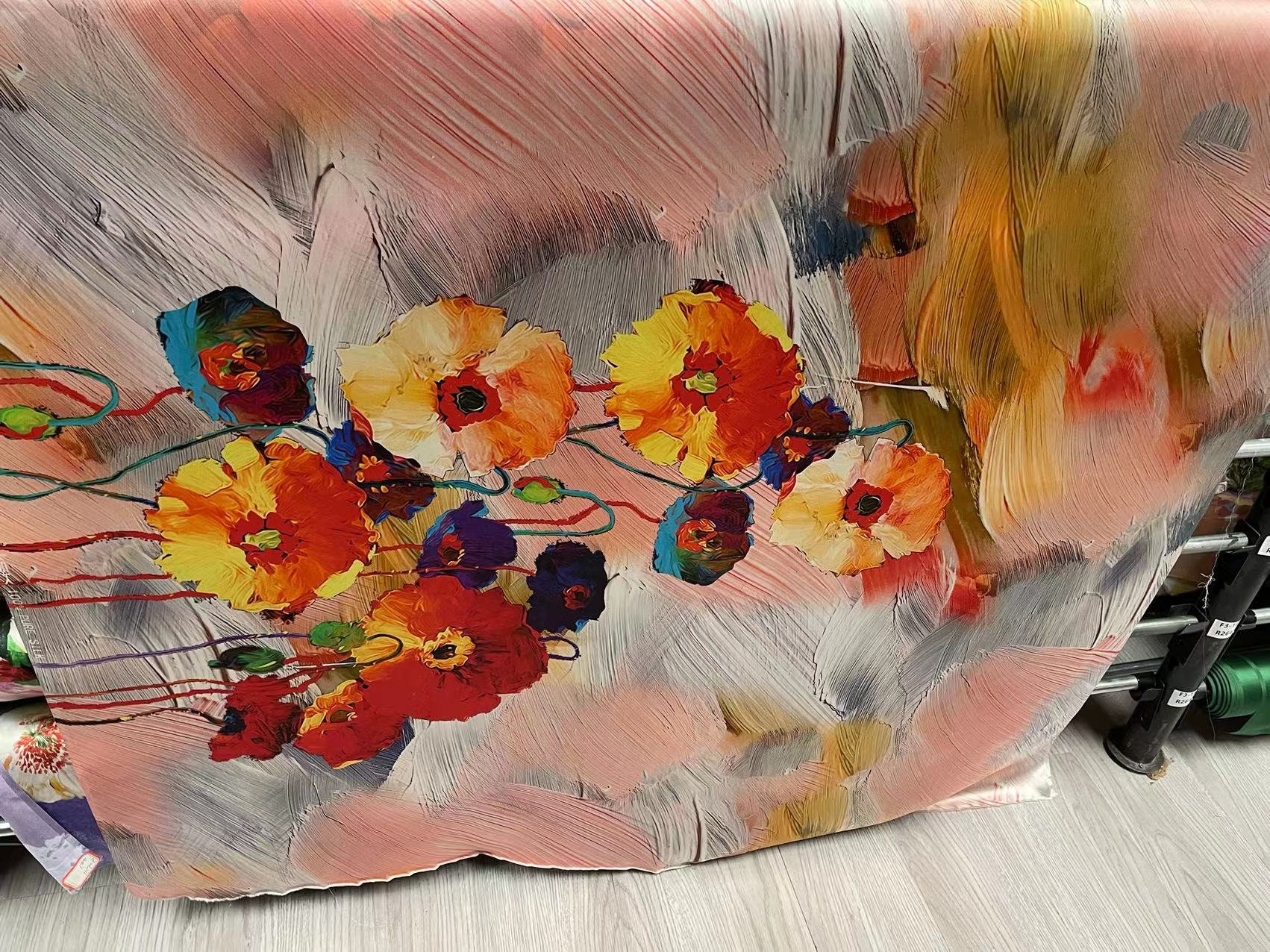 Uniquely Designed New Print Silk Satin Fabric,beautiful Hand Paint,for ...