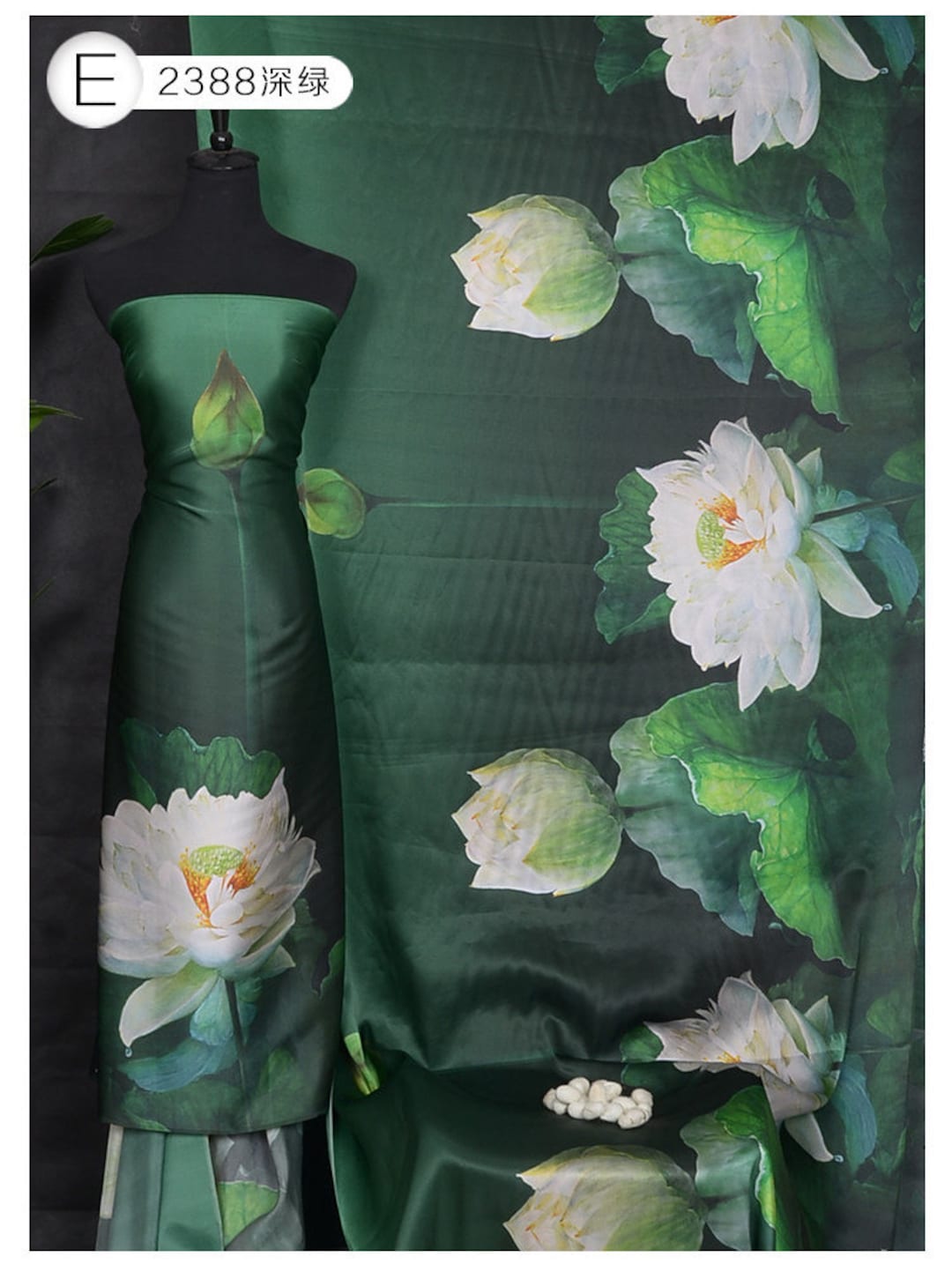 Modedesigner reine Seide Lotus Printed Silk Satin Stoff, für ...