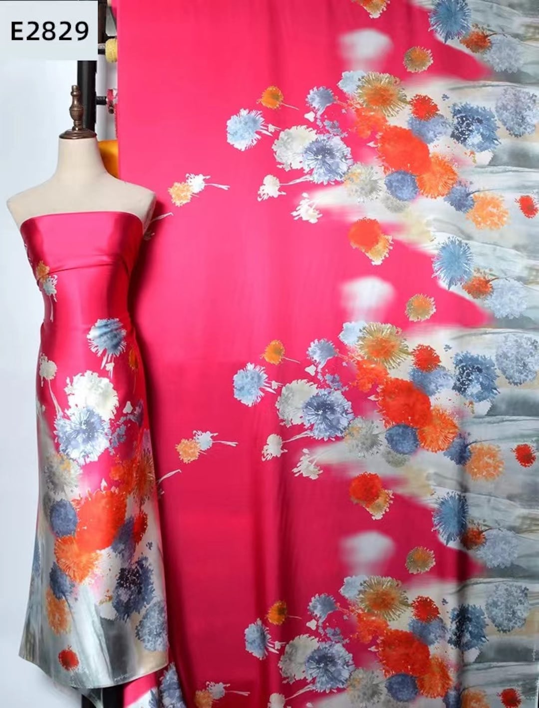 Uniquely Designed New Print Silk Satin Fabric,beautiful Florals Print ...