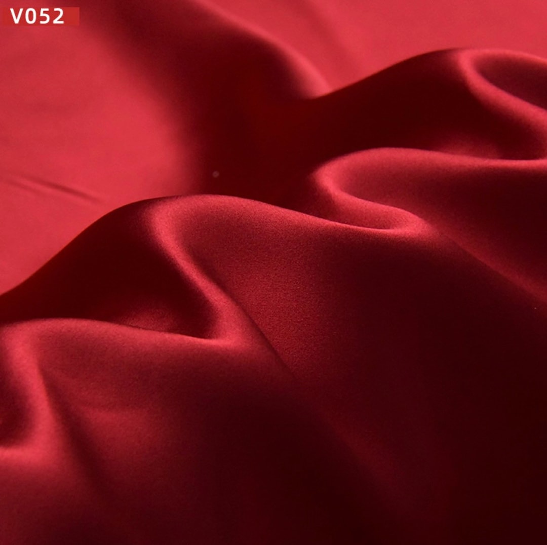 100% Silk Charmeuse Satin Fabric 19momme Solid Color Wine Red Silk ...