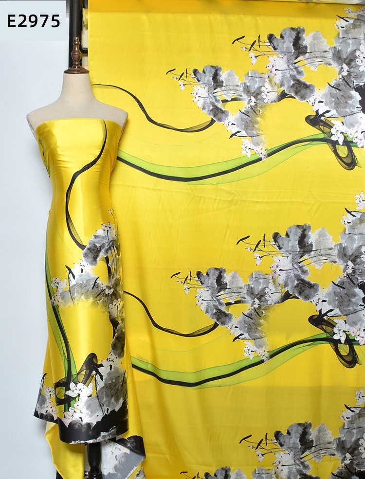 Uniquely Designed 2024ss New Print Silk Satin Fabriclovely - Etsy