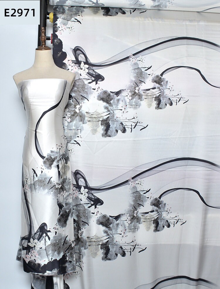 Uniquely Designed 2024ss New Print Silk Satin Fabriclovely - Etsy