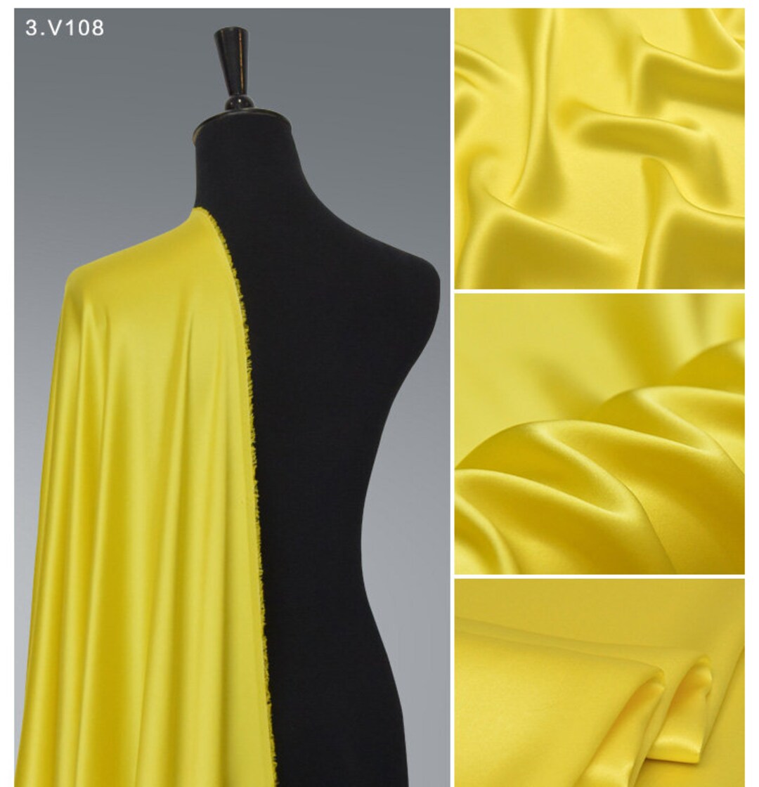 Lemon Yellow Silk Satin Fabric by the Yard Solid Lining Perfect for ...