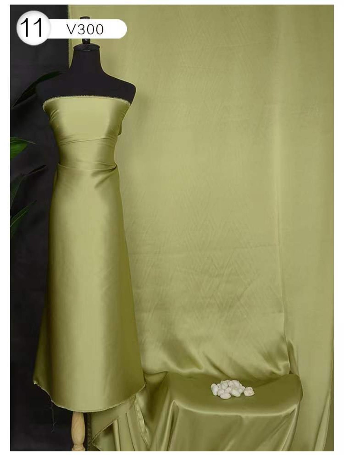 Moss Green Silk Satin Fabric by the Yard Solid Lining Perfect - Etsy