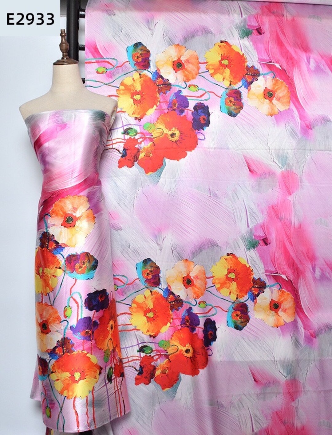 Uniquely Designed New Print Silk Satin Fabric,beautiful Hand Paint,for ...