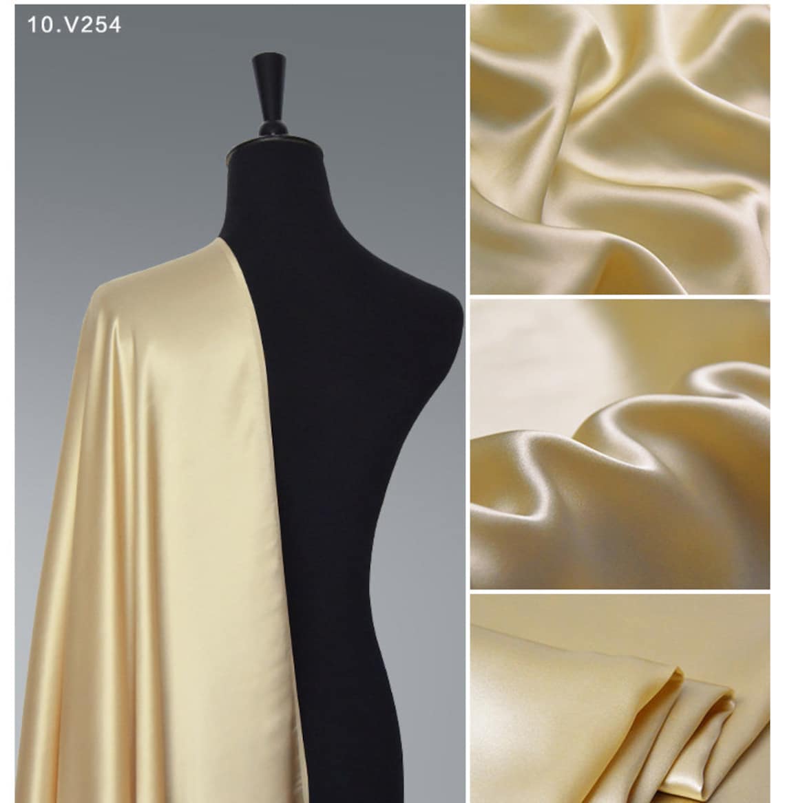 Tela de satén de seda de color crema cortada a medida Diseñador de moda ...