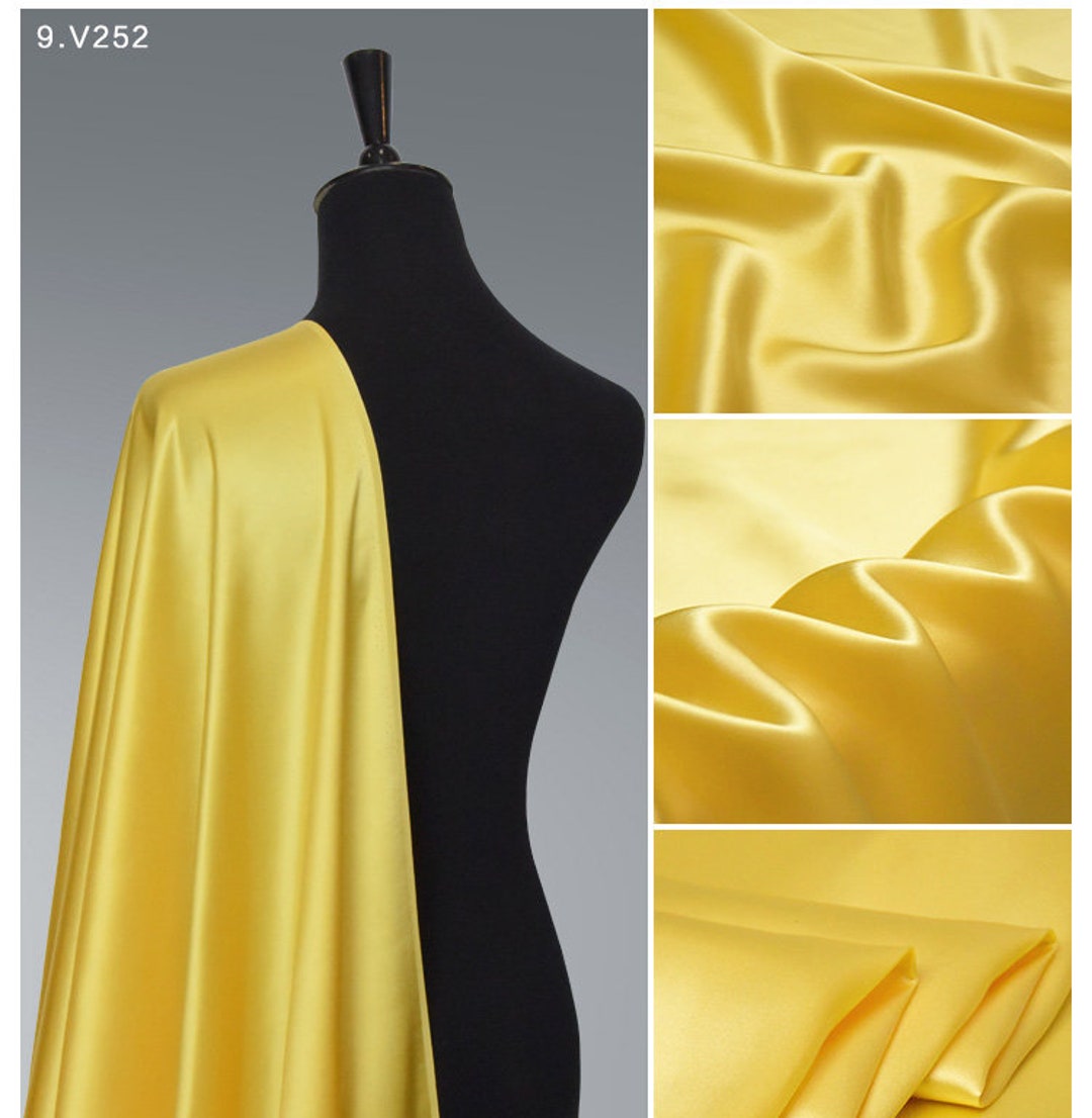 Yellow Silk Satin Fabric by the Yard Solid Lining Perfect for Fashion ...
