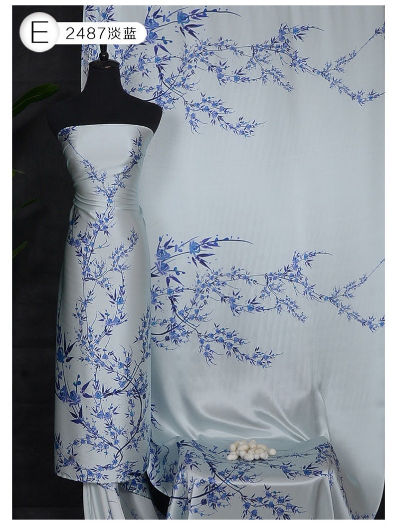Fashion Designer Small Floral Design Luxury Pure Silk Satin Fabric for ...