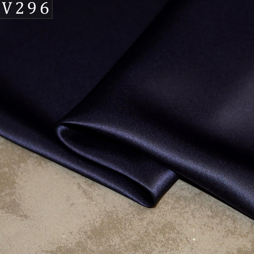 Dark Navy Blue Silk Satin Fabric by the Yard,100 Pure Silk Robe Silk ...