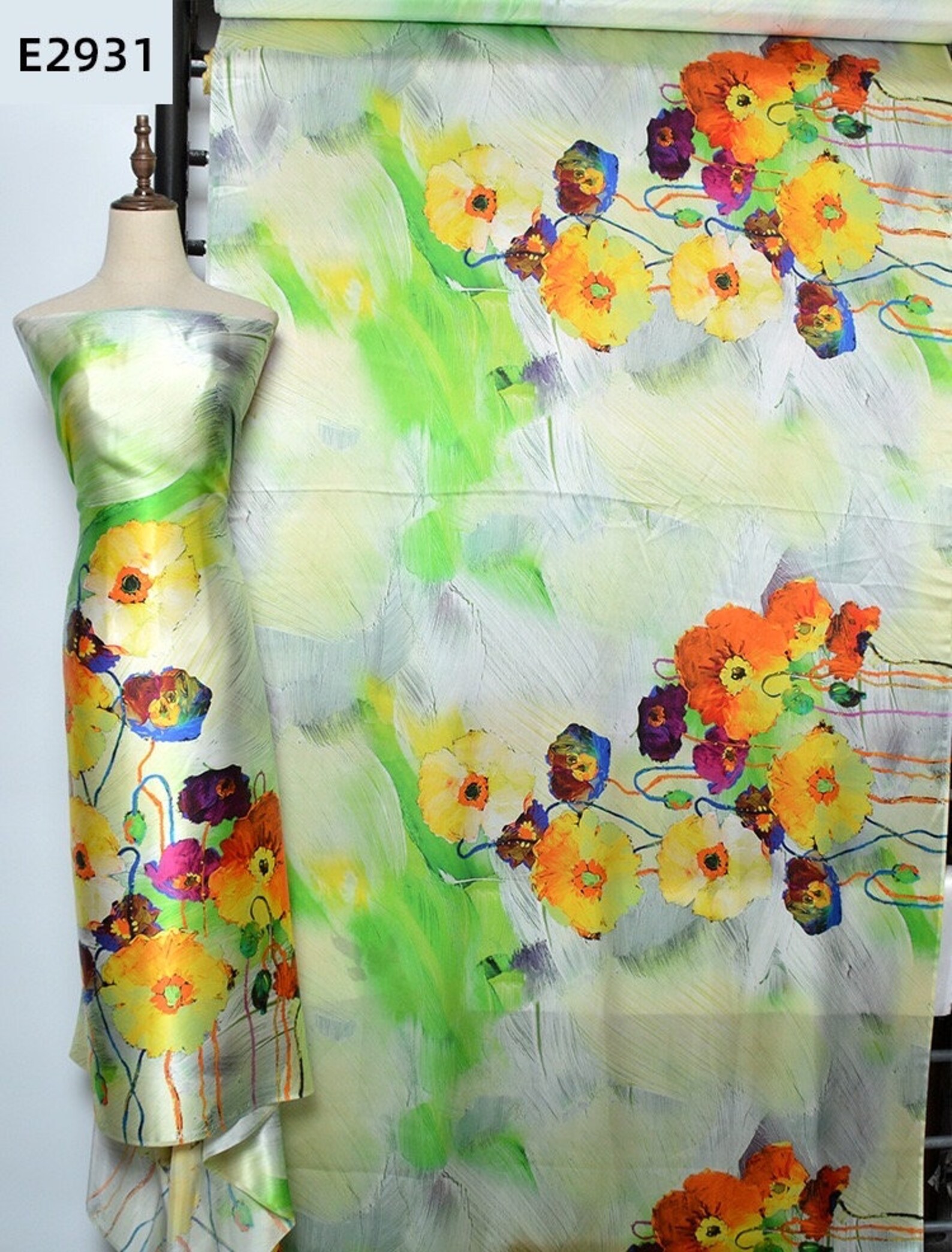 Uniquely Designed New Print Silk Satin Fabric,beautiful Hand Paint,for ...