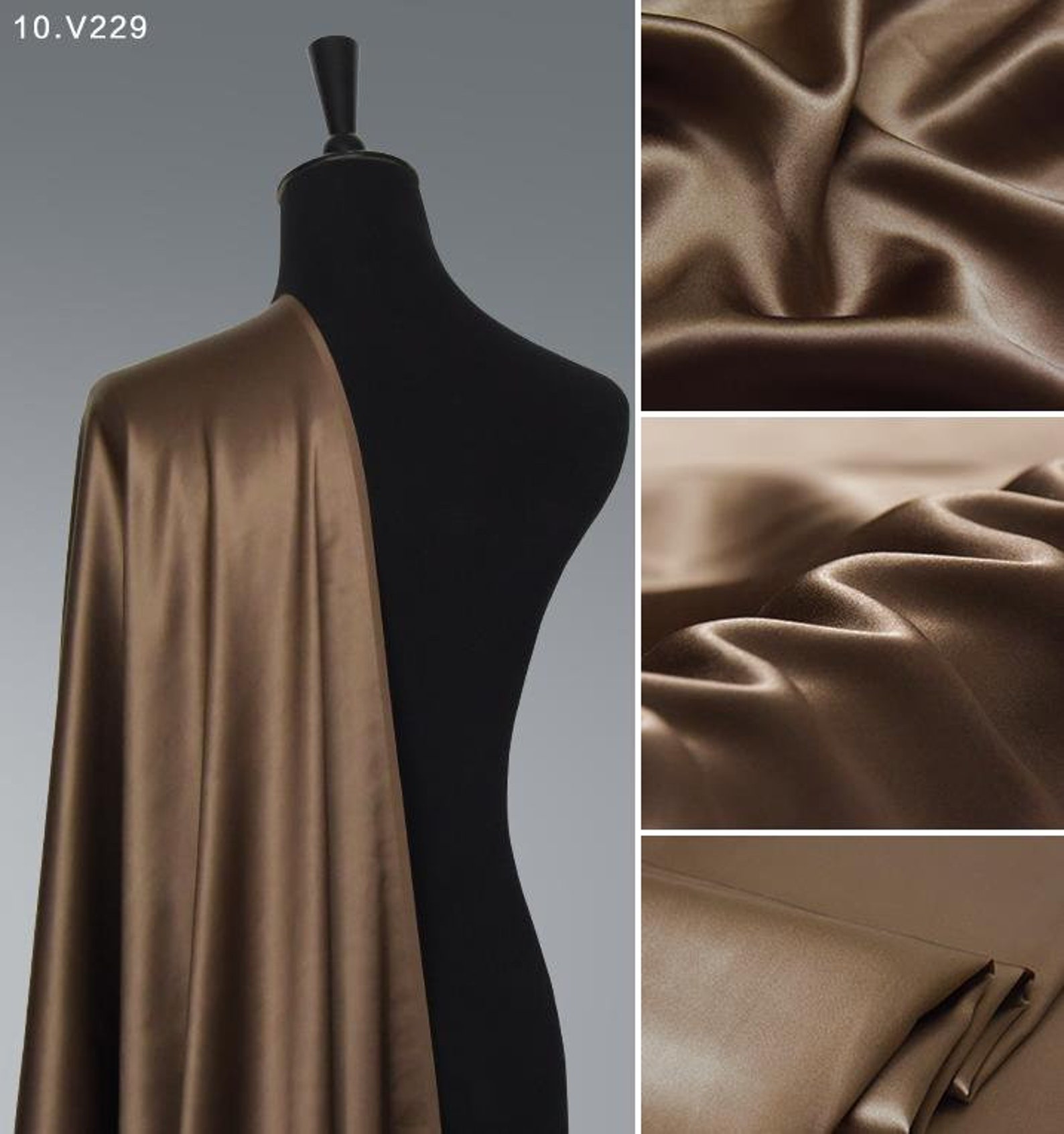 Coffee Silk Satin Fabric by the Yard Solid Lining Perfect for - Etsy