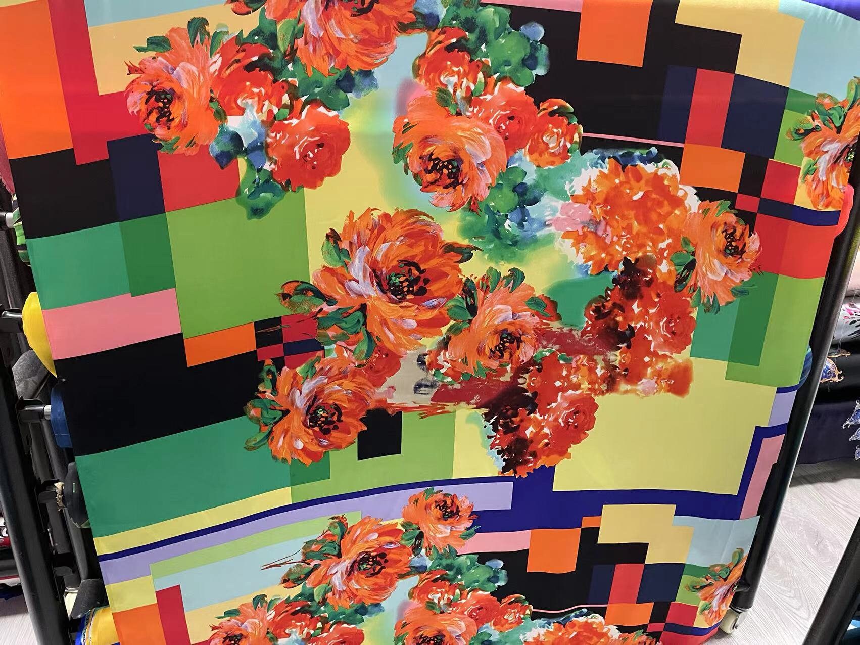 Fashion Designer Print Silkfabricbeautiful Abstract Hand - Etsy