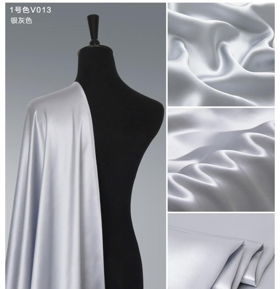 Silver Grey Color 19mm Silk Satin Fabric by the Yard Lining Perfect for ...